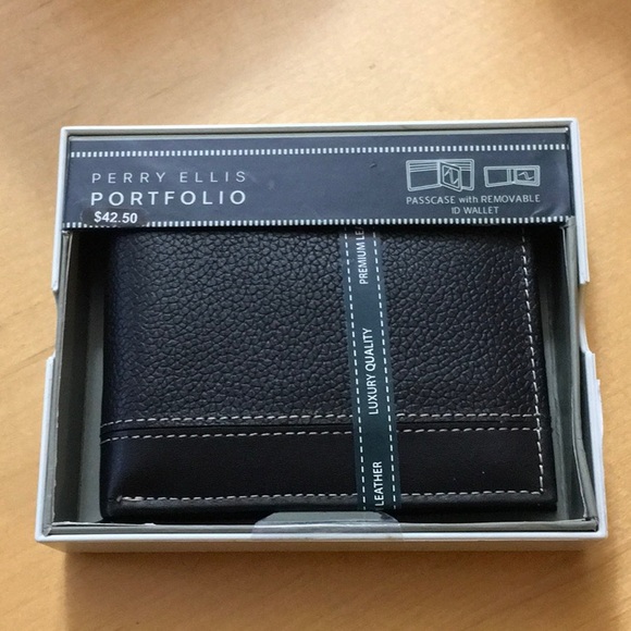 Perry Ellis | Bags | Mens Perry Ellis Nwt Black Leather Wallet | Poshmark